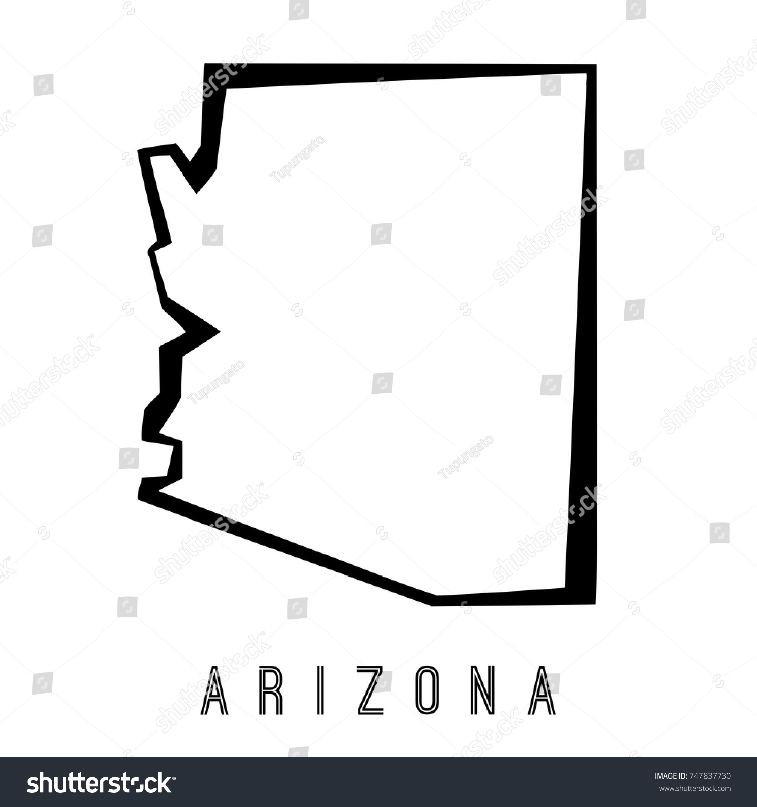 Arizona Map Outline Us State Shape: Stock-Vektorgrafik (Lizenzfrei ...
