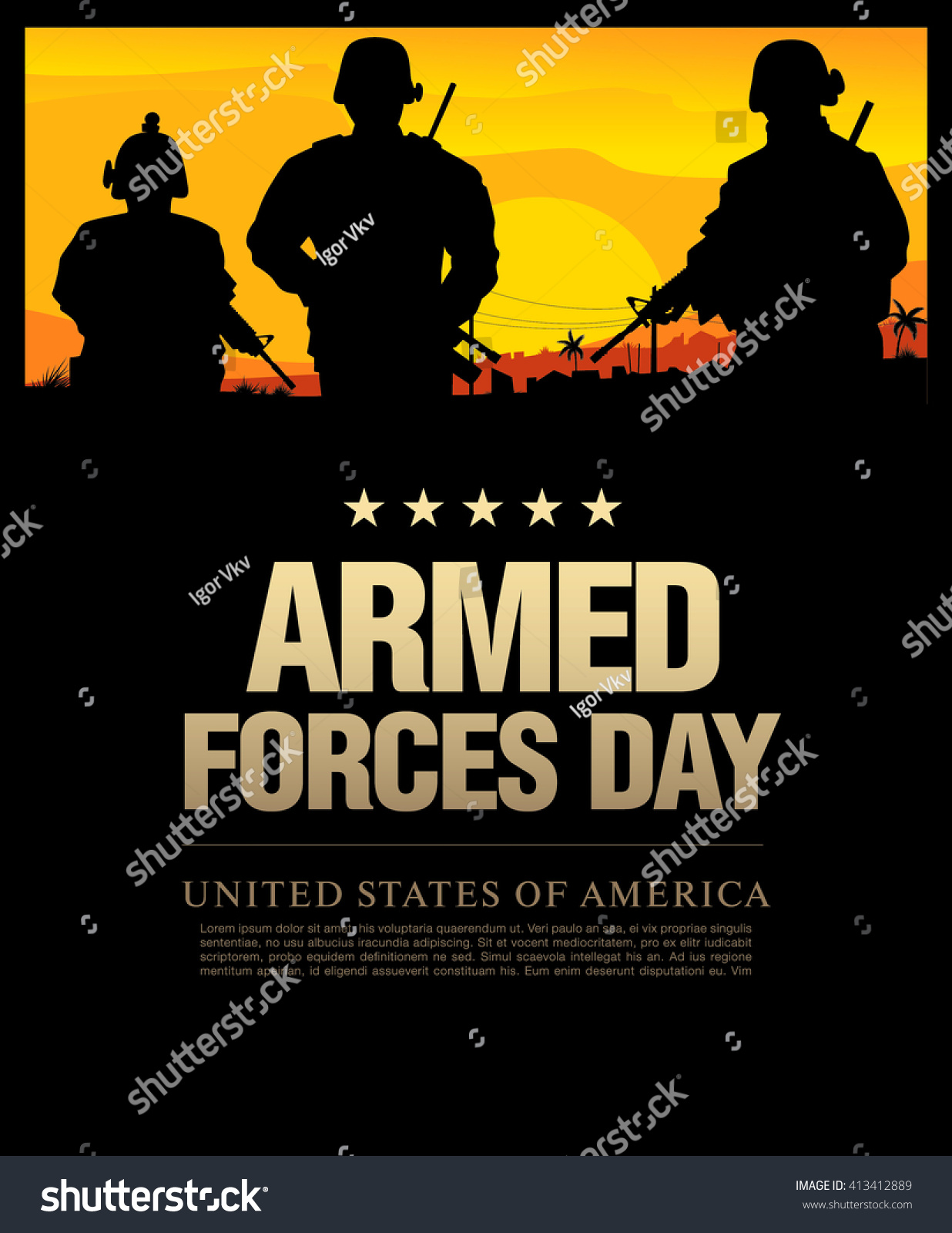 Armed Forces Day Template Poster Design Stock Vector 413412889 ...