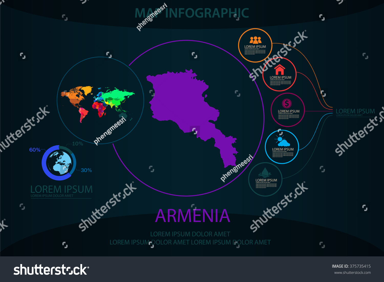Armenia Map Infographic: เวกเตอร์สต็อก (ปลอดค่าลิขสิทธิ์) 375735415 ...