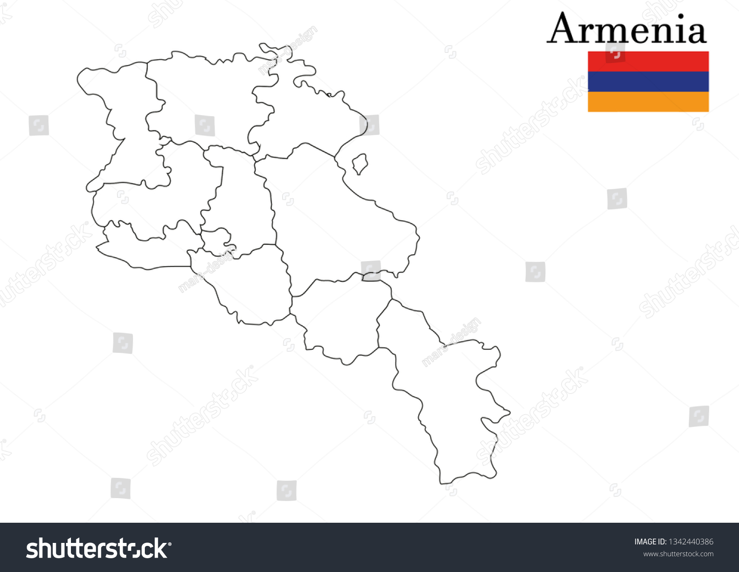 Armenia Map Vector Stock Vector (Royalty Free) 1342440386 | Shutterstock