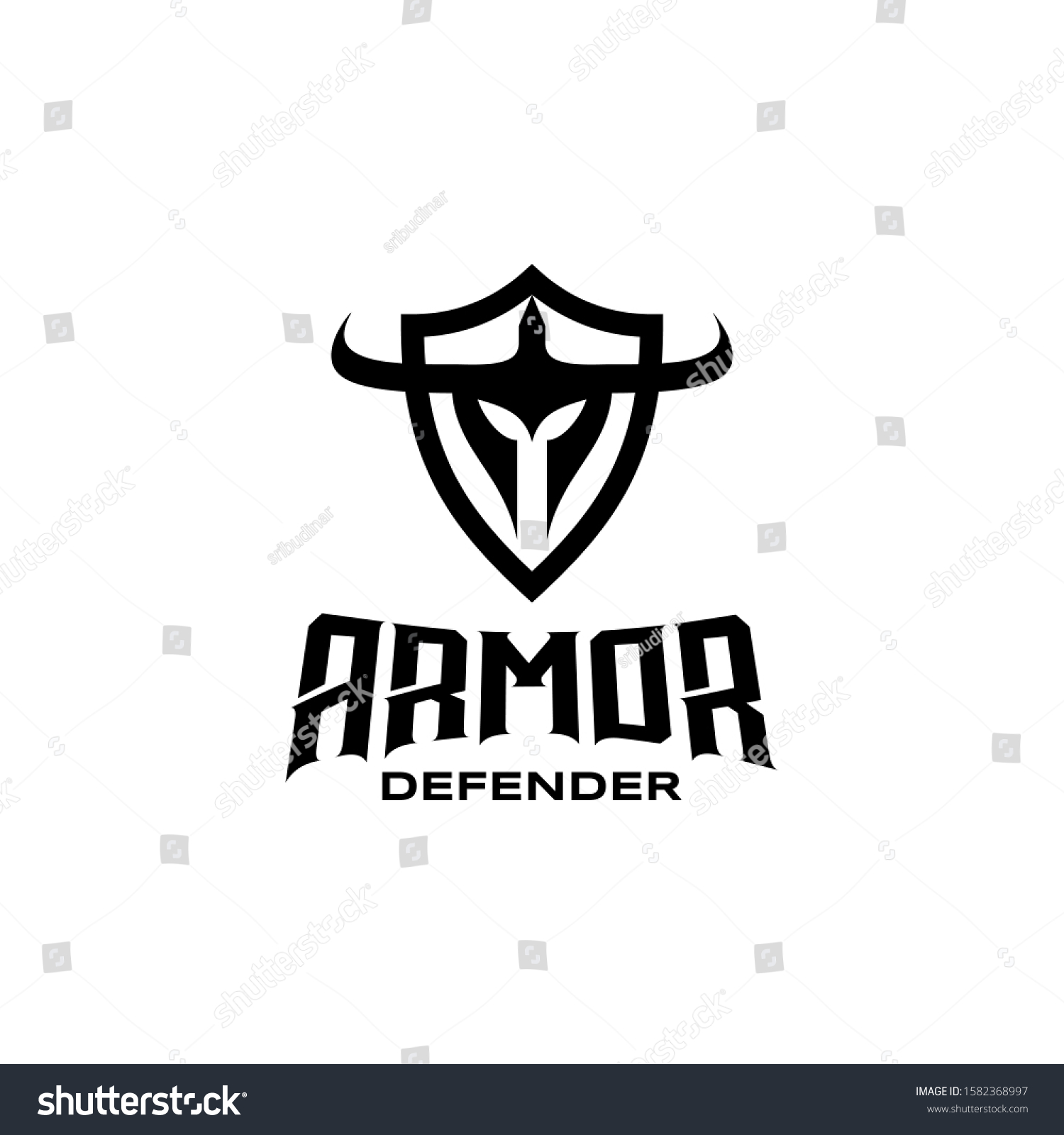 Armor Defender Logo Warrior Mask Shield Stock Vector (Royalty Free ...