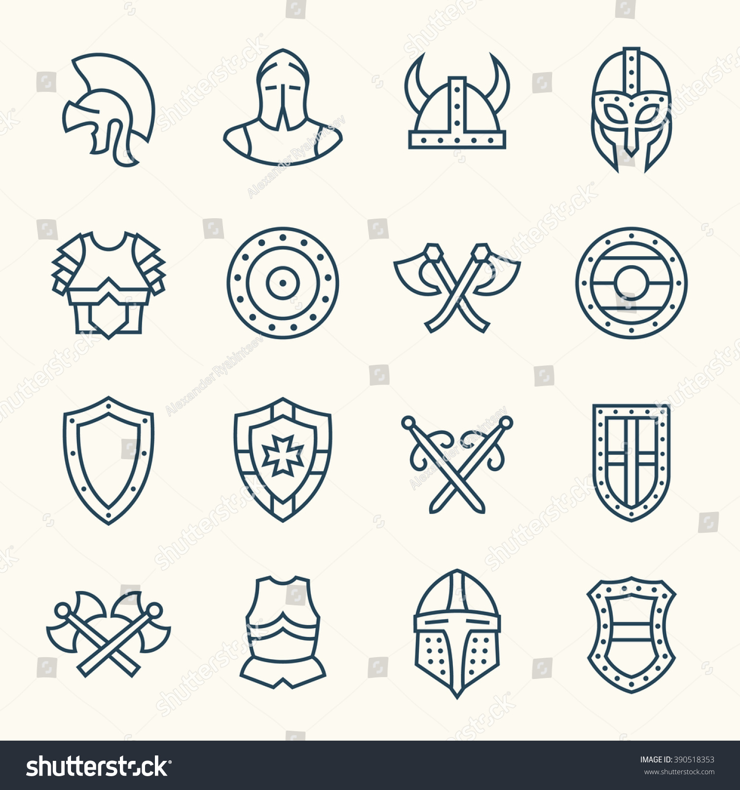 Armor Line Icons Stock Vector (Royalty Free) 390518353 | Shutterstock