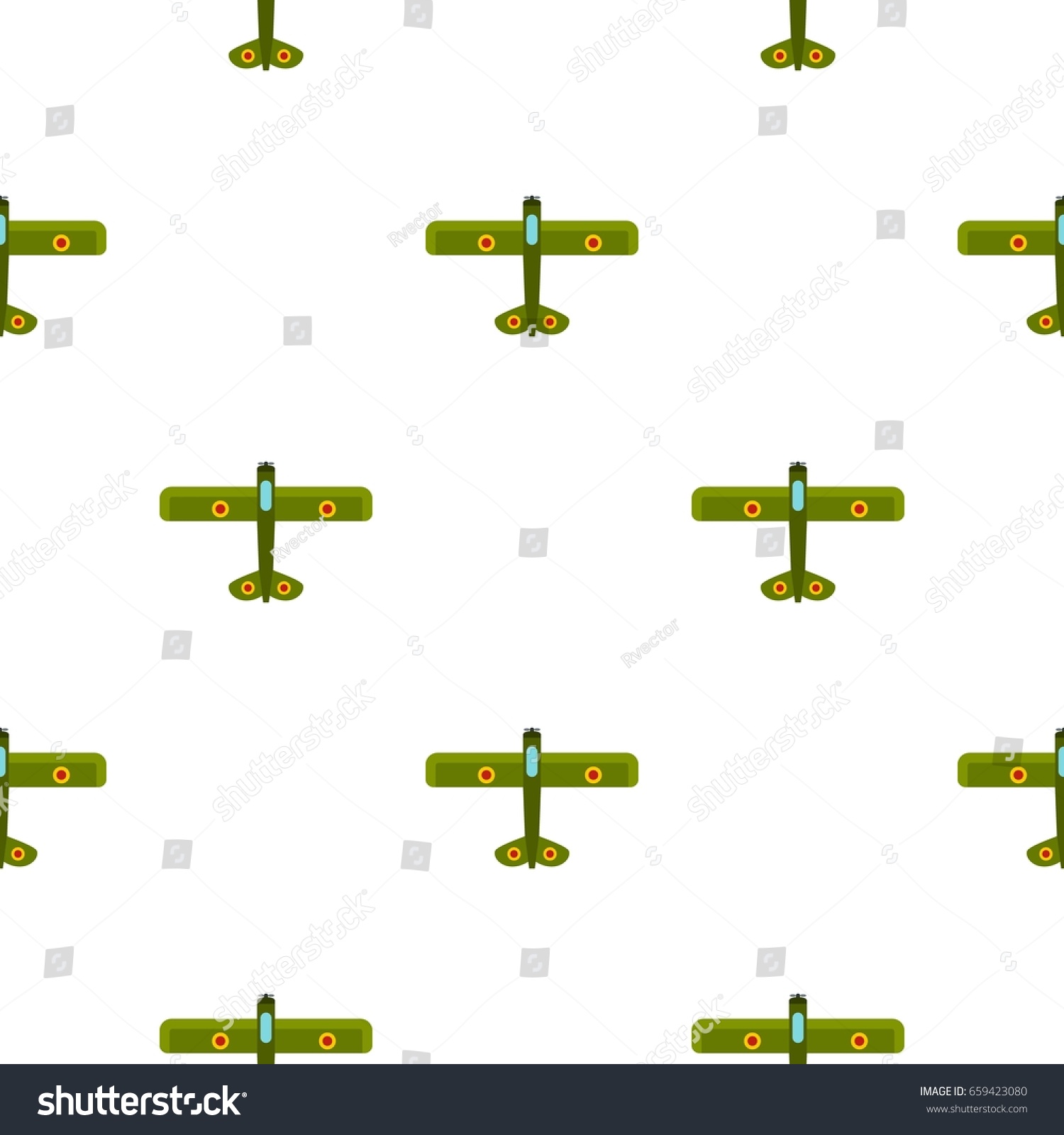 Army Biplane Pattern Seamless Flat Style Stock Vector (Royalty Free ...