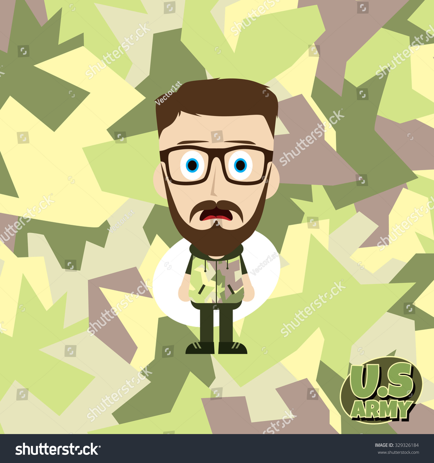 Army Camouflage Cartoon Guy Stock Vector (Royalty Free) 329326184