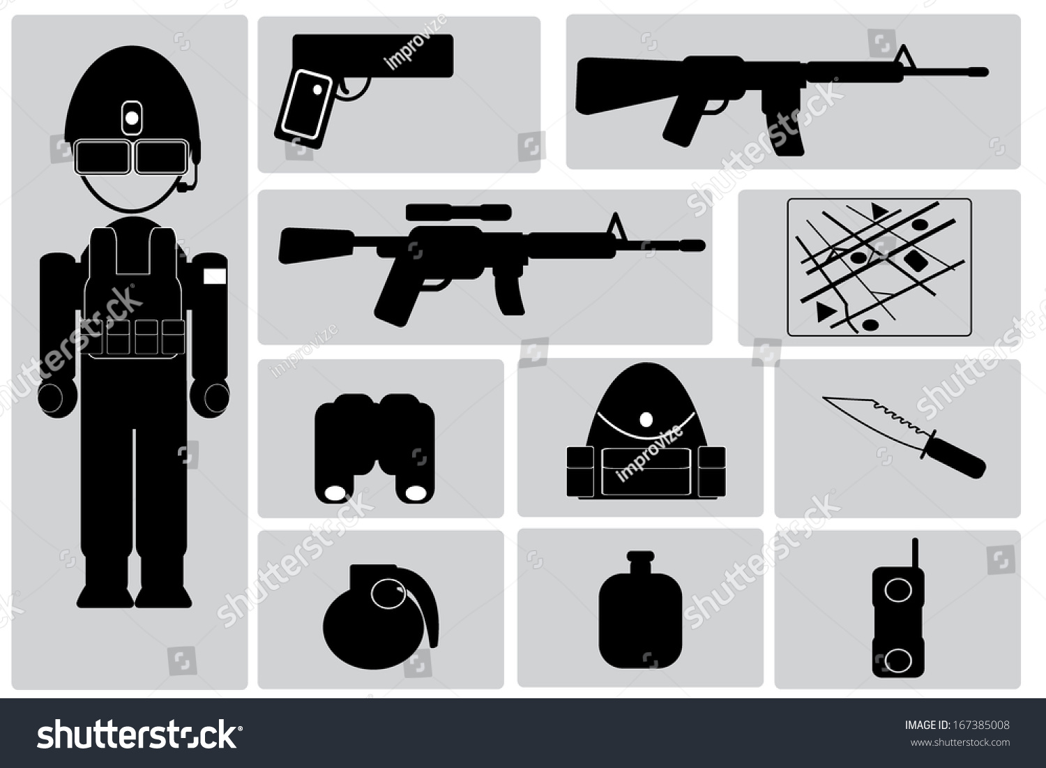 Army Icon Set Stock Vector (Royalty Free) 167385008 | Shutterstock