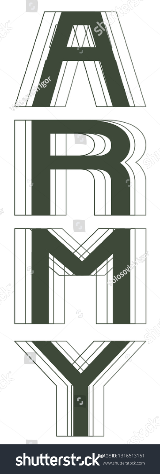 Army Lettering Vector Illustration Isolated: vector de stock (libre de ...