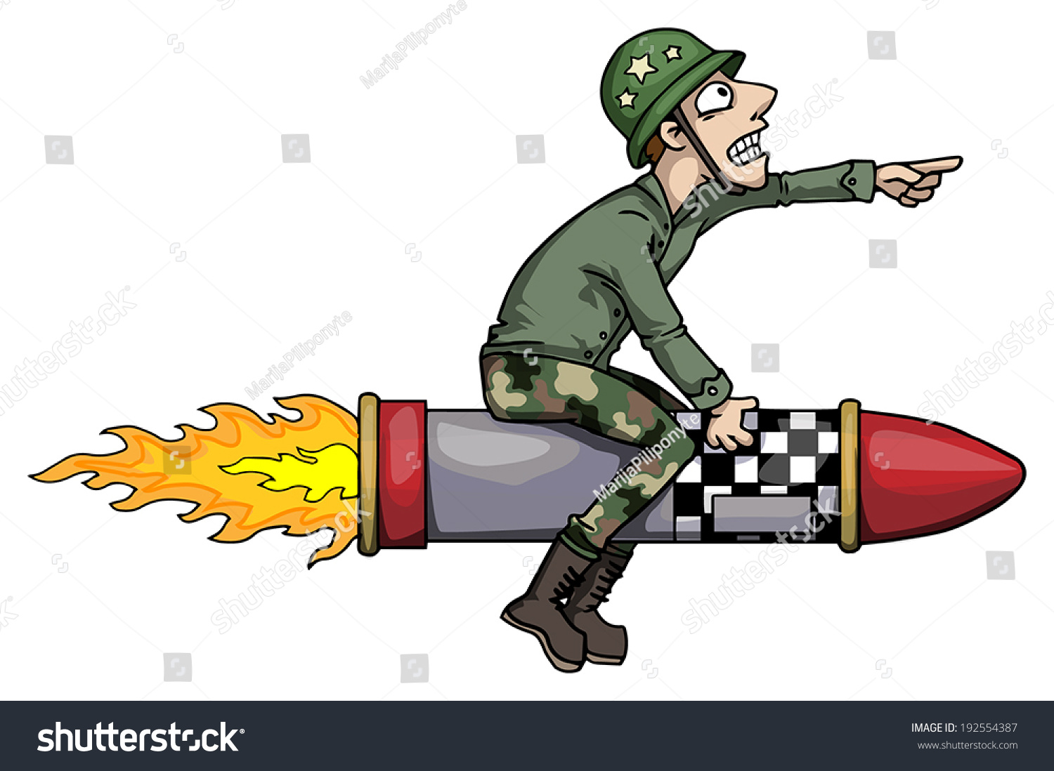Army Solider Flying On Rocket Vector: vetor stock (livre de direitos ...