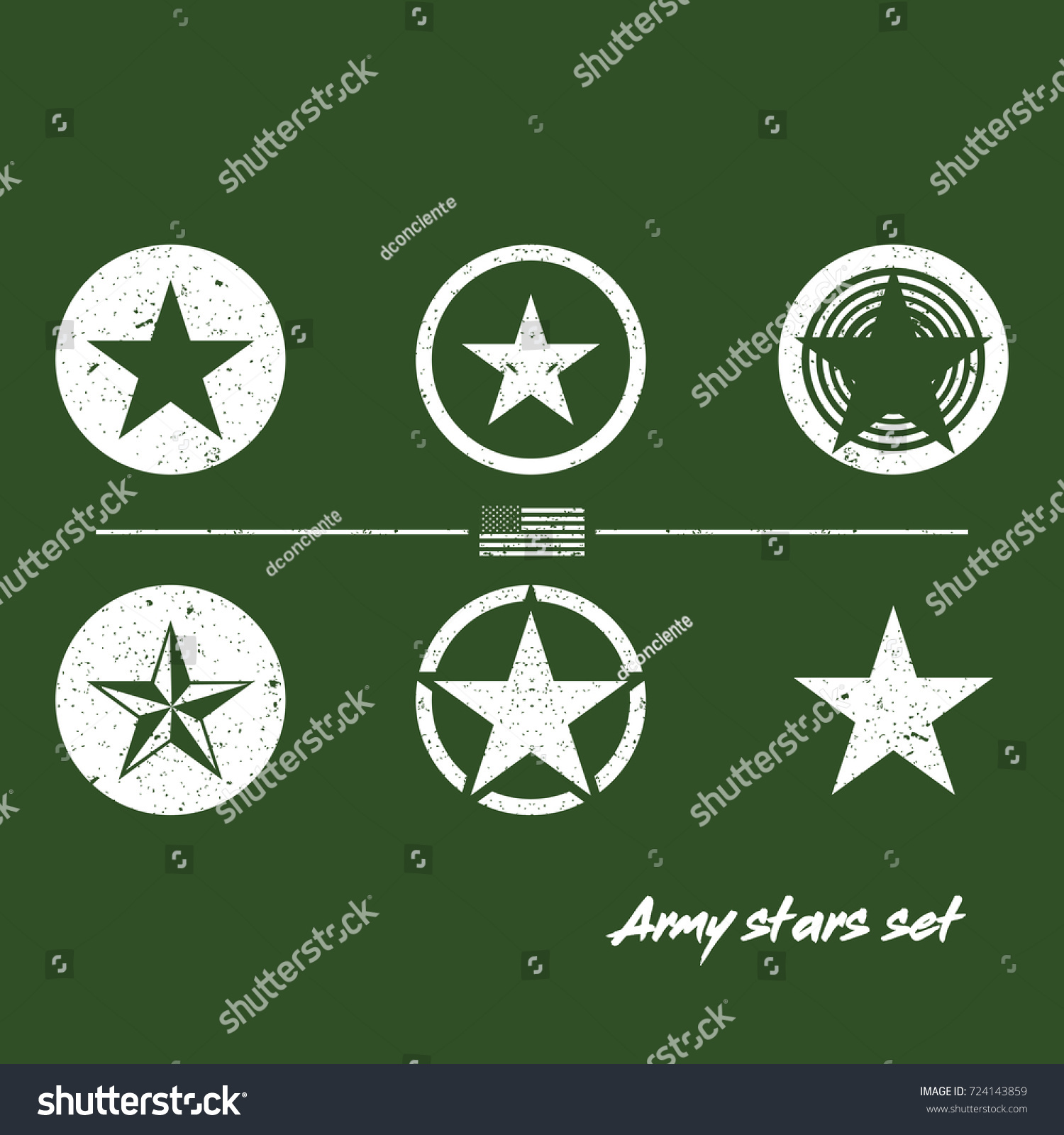 Army Stars Set Vector Stock Vector (Royalty Free) 724143859