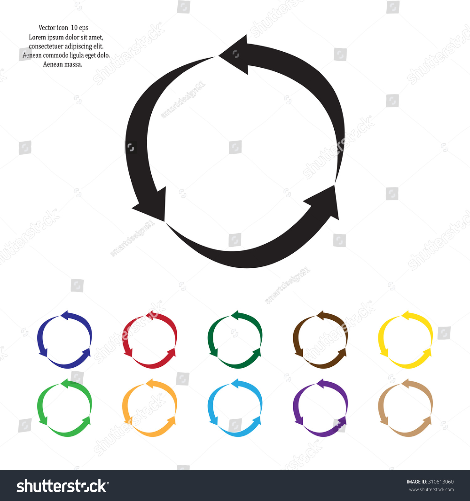 Arrow Circle Icon Cycle Loop Roundabout Stock Vector (Royalty Free ...