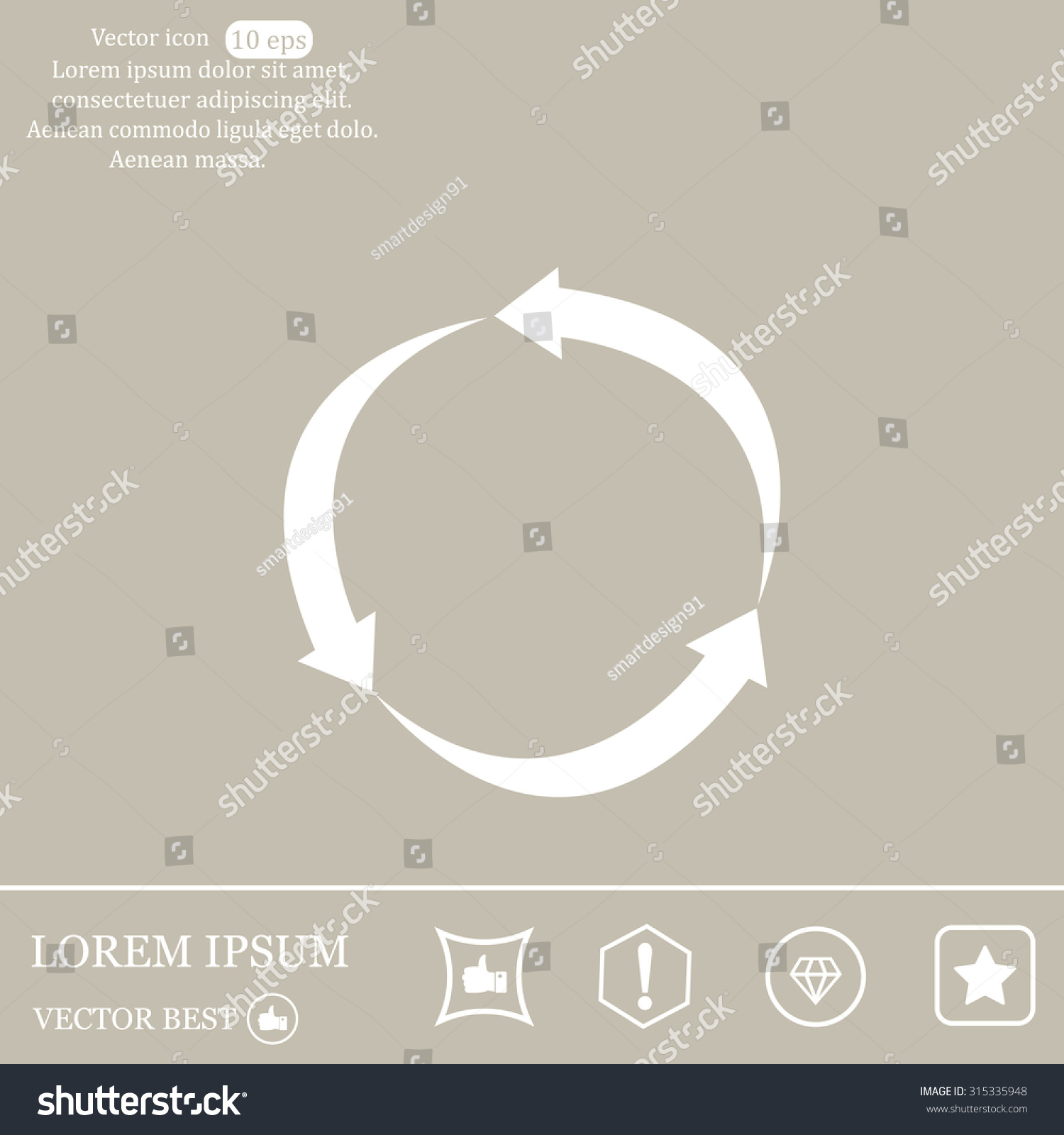Arrow Circle Icon Cycle Loop Roundabout Stock Vector (Royalty Free ...