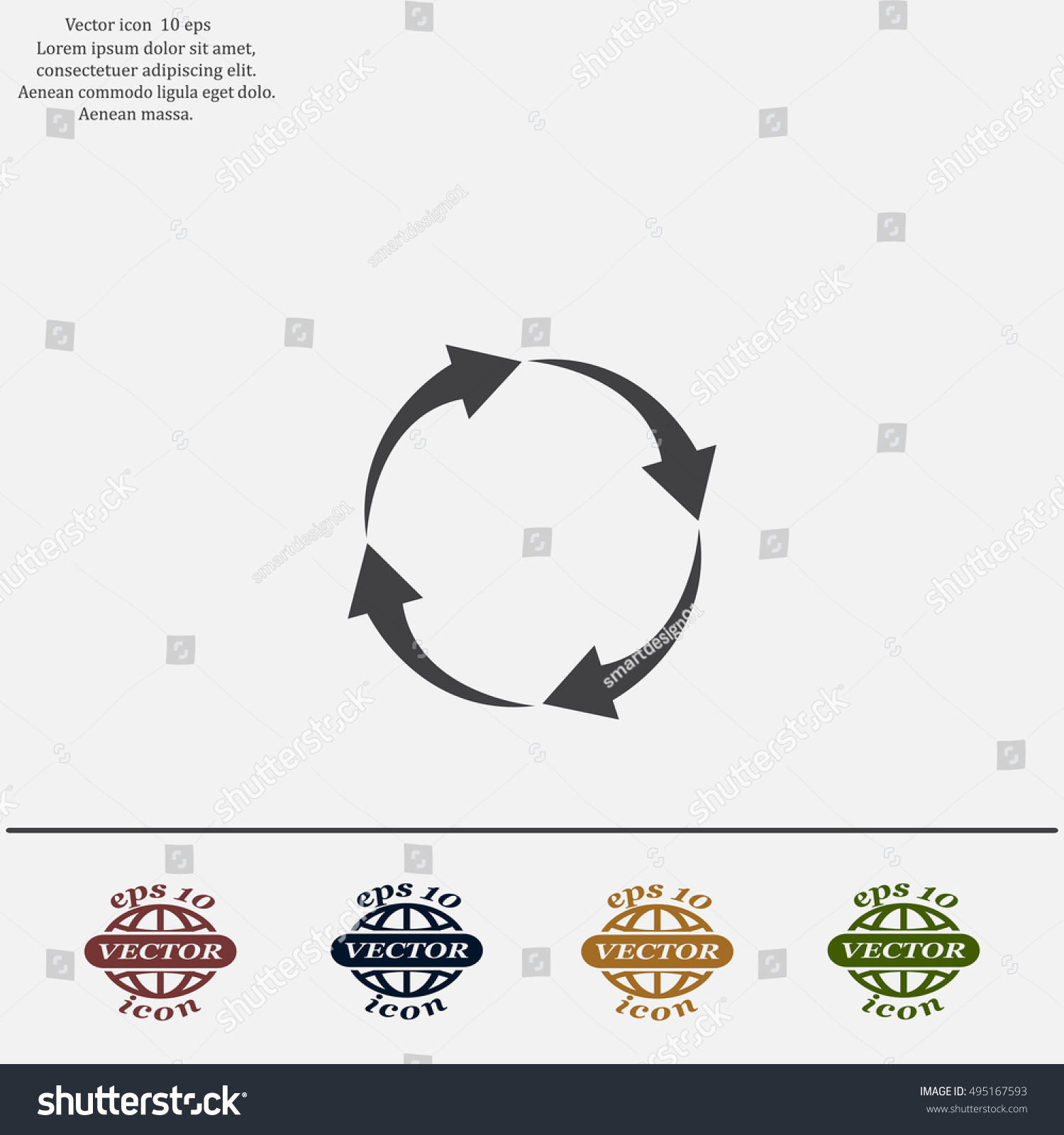 Arrow Circle Icon Cycle Loop Roundabout Stock Vector (Royalty Free ...