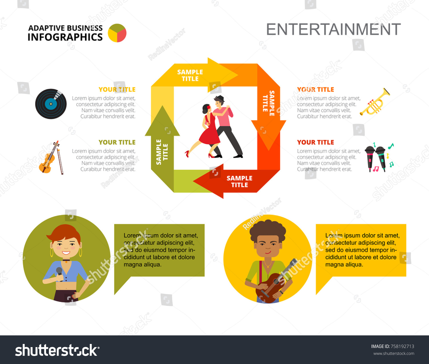 Arrow Diagram Four Elements Template 库存矢量图（免版税）758192713 | Shutterstock