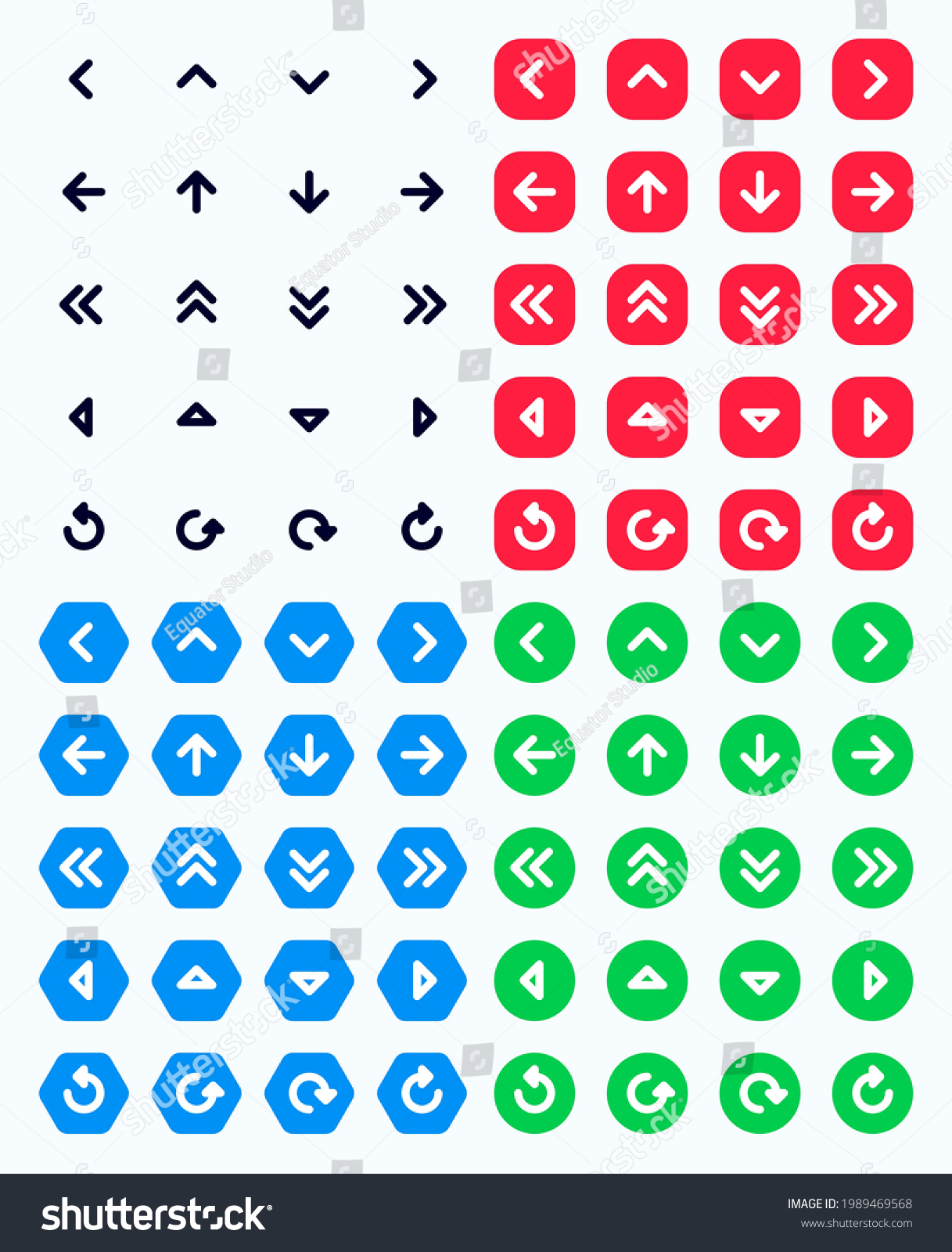 Arrow Flat Line Icon Set Stock Vector (Royalty Free) 1989469568 ...