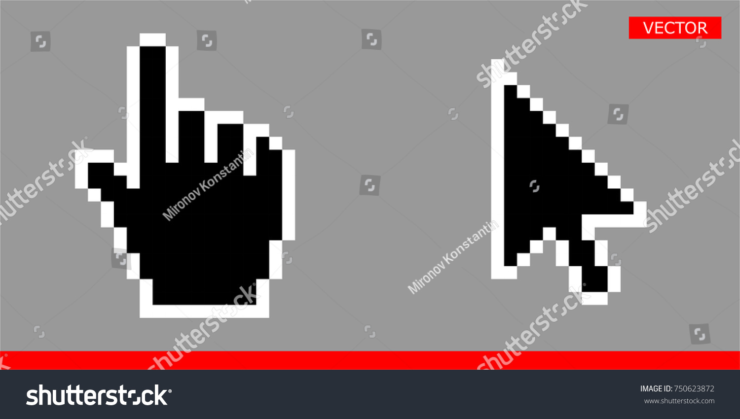 Arrow Pixel Cursor Pixel Mouse Hand Stock Vector (Royalty Free ...