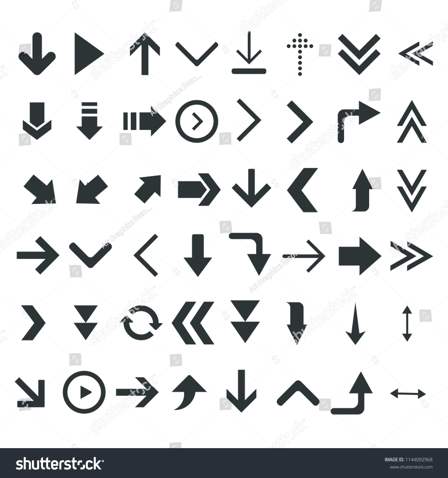 Arrow Shape Icons Collection Stock Vector (Royalty Free) 1144092968 ...