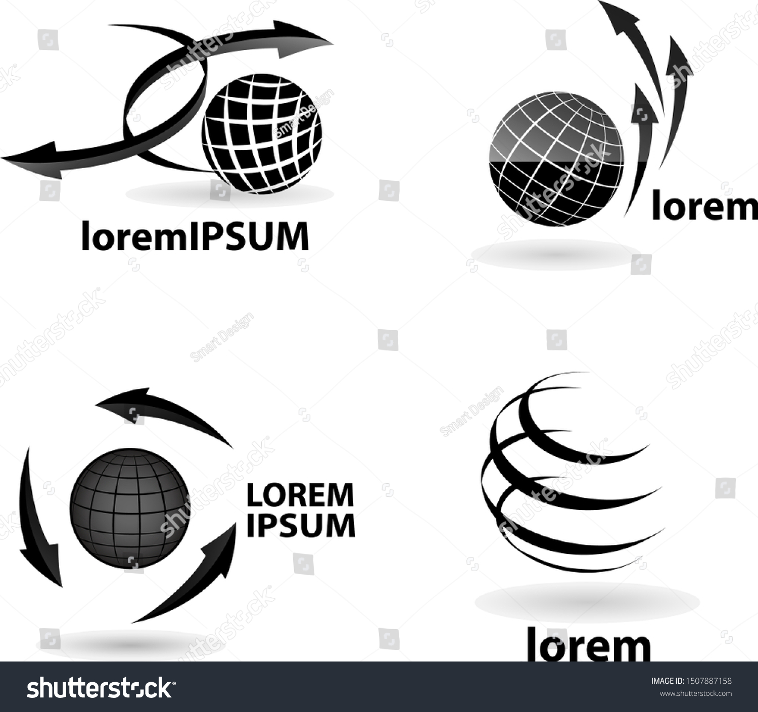 Arrow Sphere Logo Set Isolated On Stock Vector (Royalty Free) 1507887158