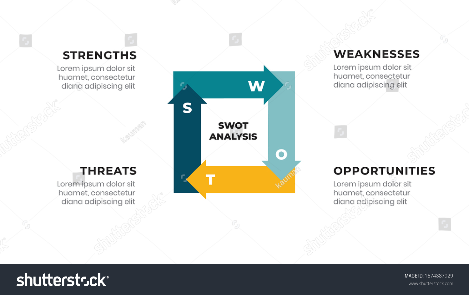 Arrow Swot Analysis Infographic Vector Template Stock Vector (Royalty ...
