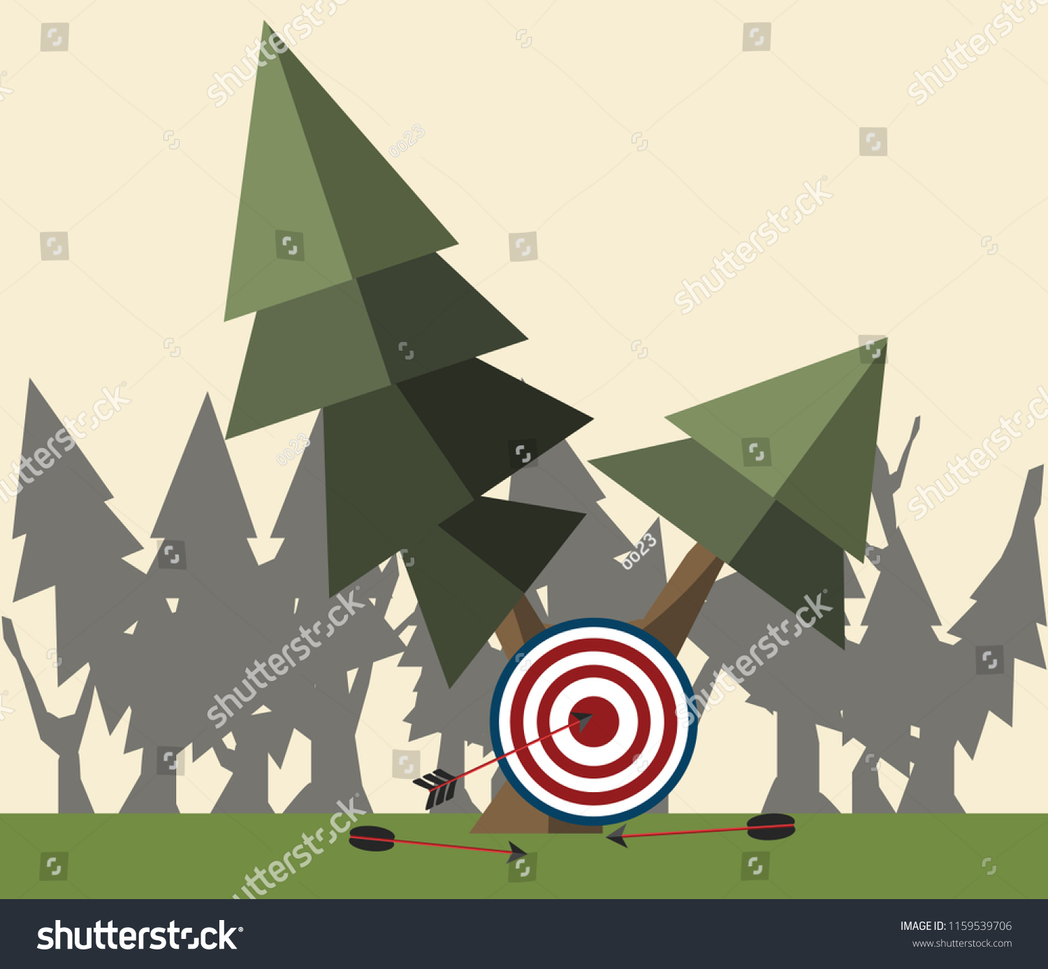 Arrow Target On Trees Vector Illustration Stock Vector (Royalty Free ...