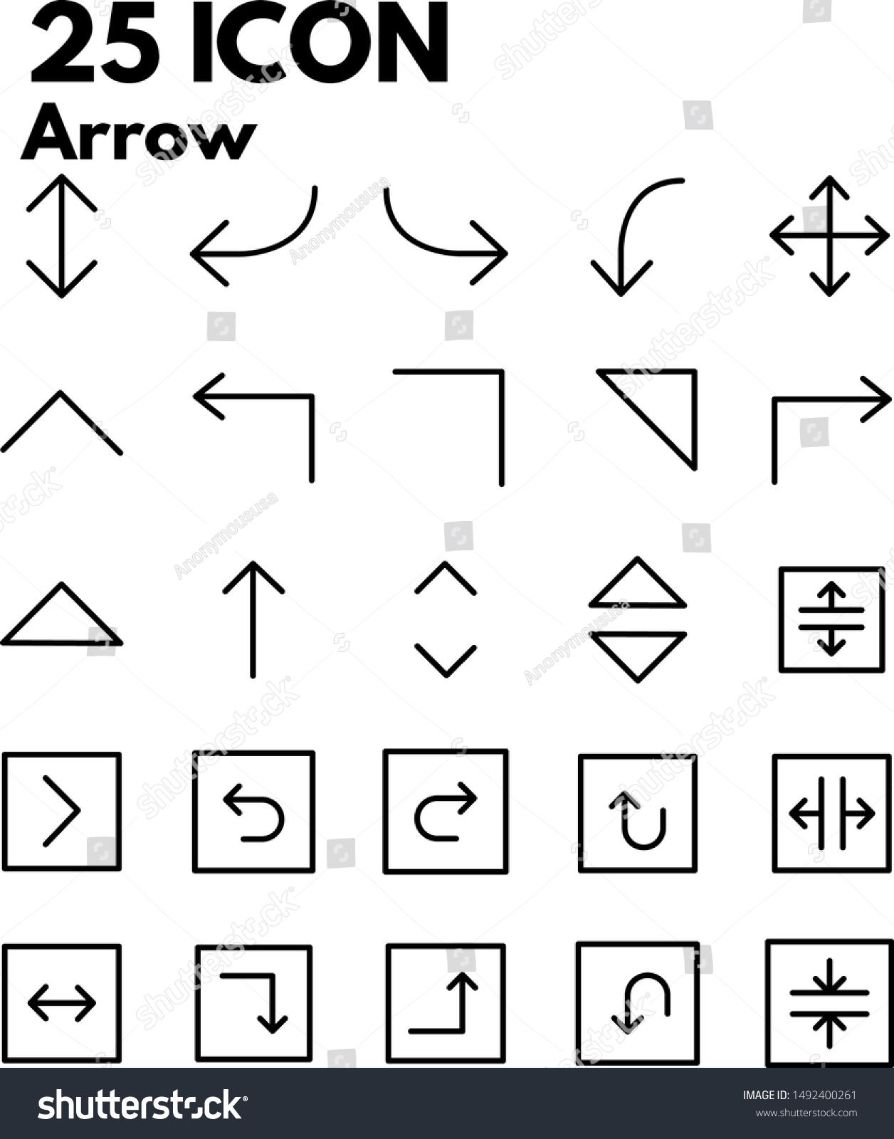 Arrows Flat Symbol Isolated On White Stock Vector (Royalty Free) 1492400261