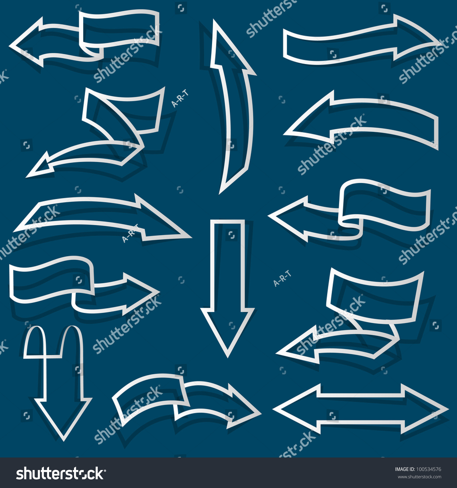 Arrows Paper Outlinevector Set Stock Vector (Royalty Free) 100534576 ...