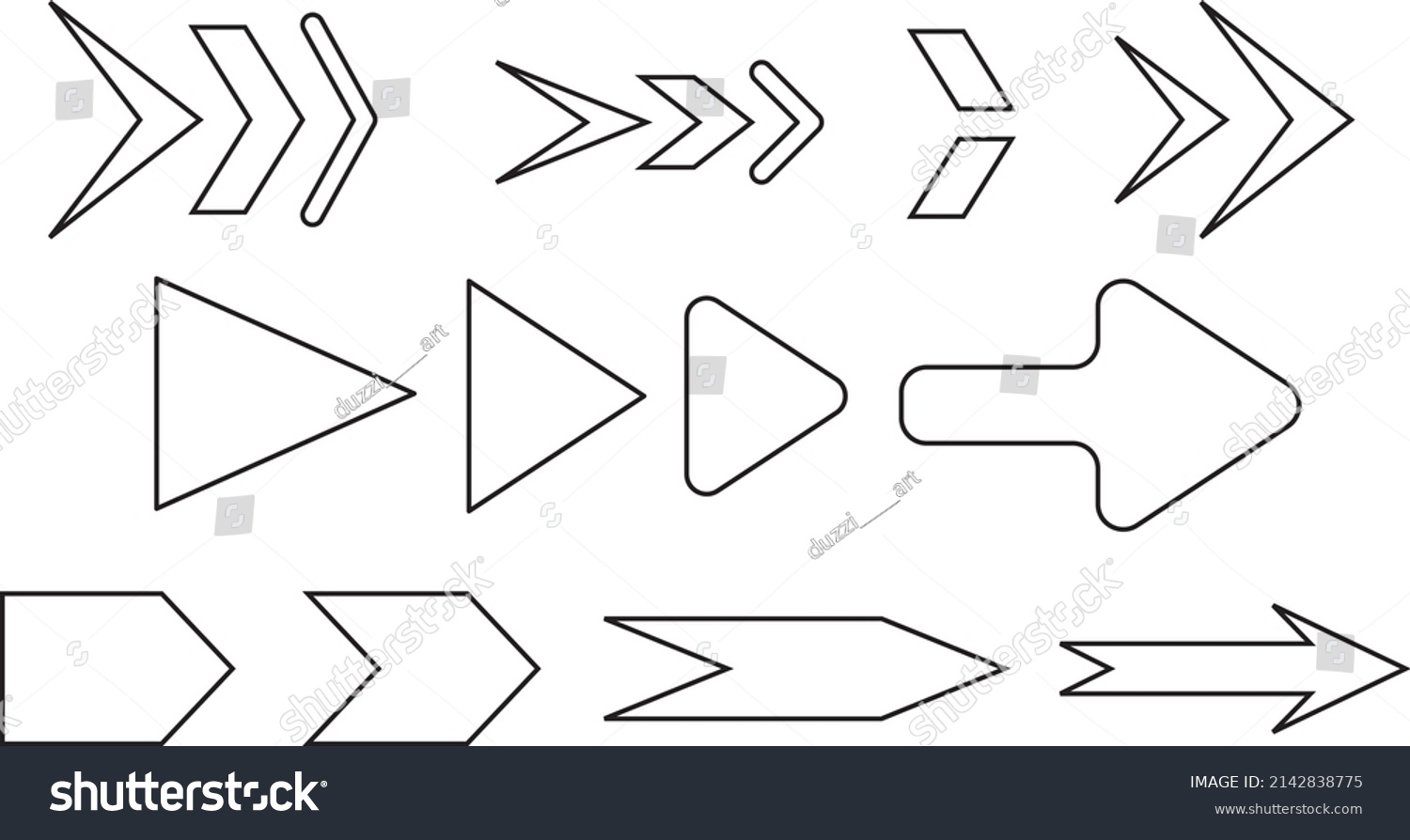 Arrows Line Stroke Vector Set Different Stock Vector (Royalty Free ...