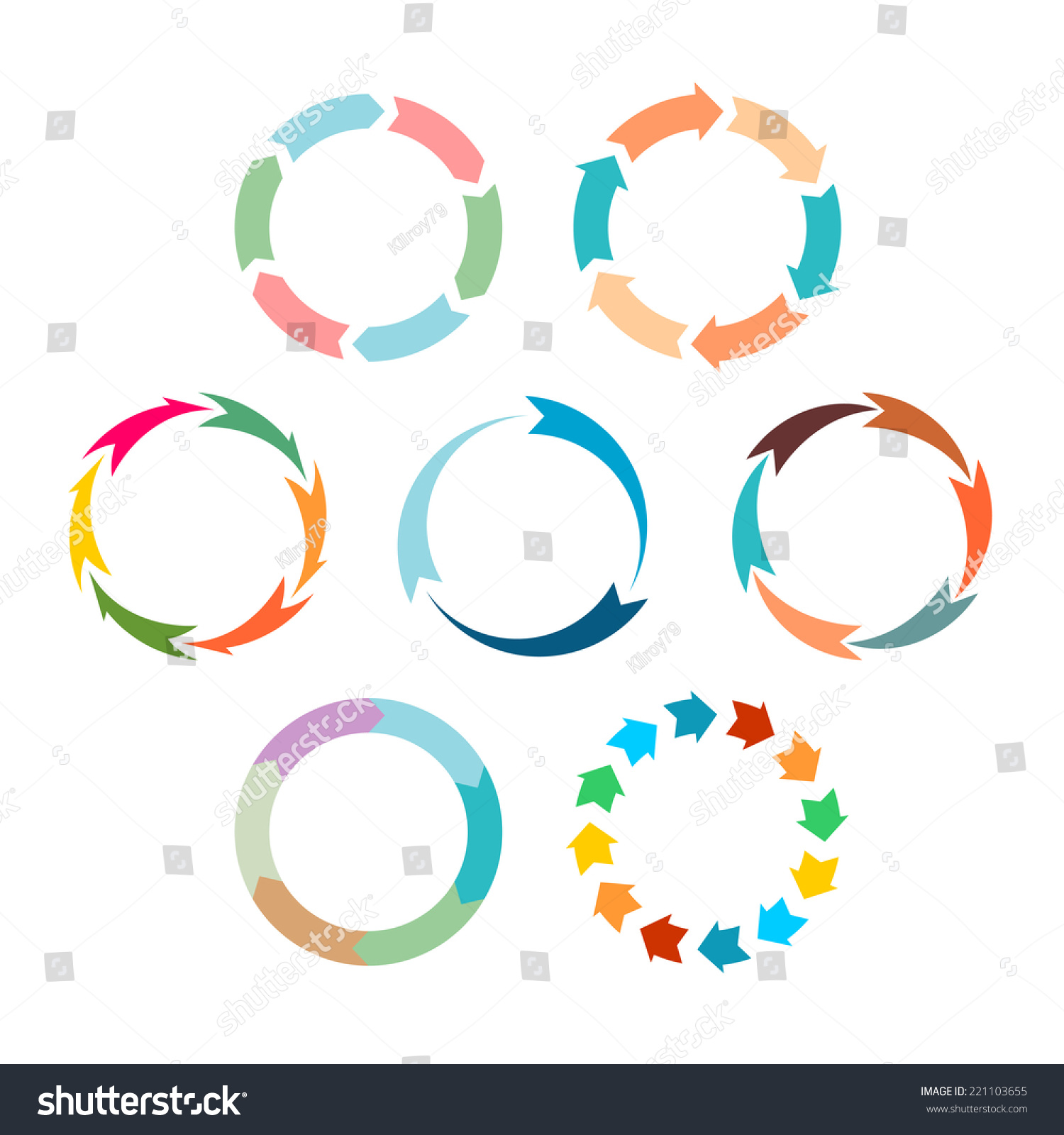 Arrows Refresh Signs Set Flat Colors Stock Vector (Royalty Free ...