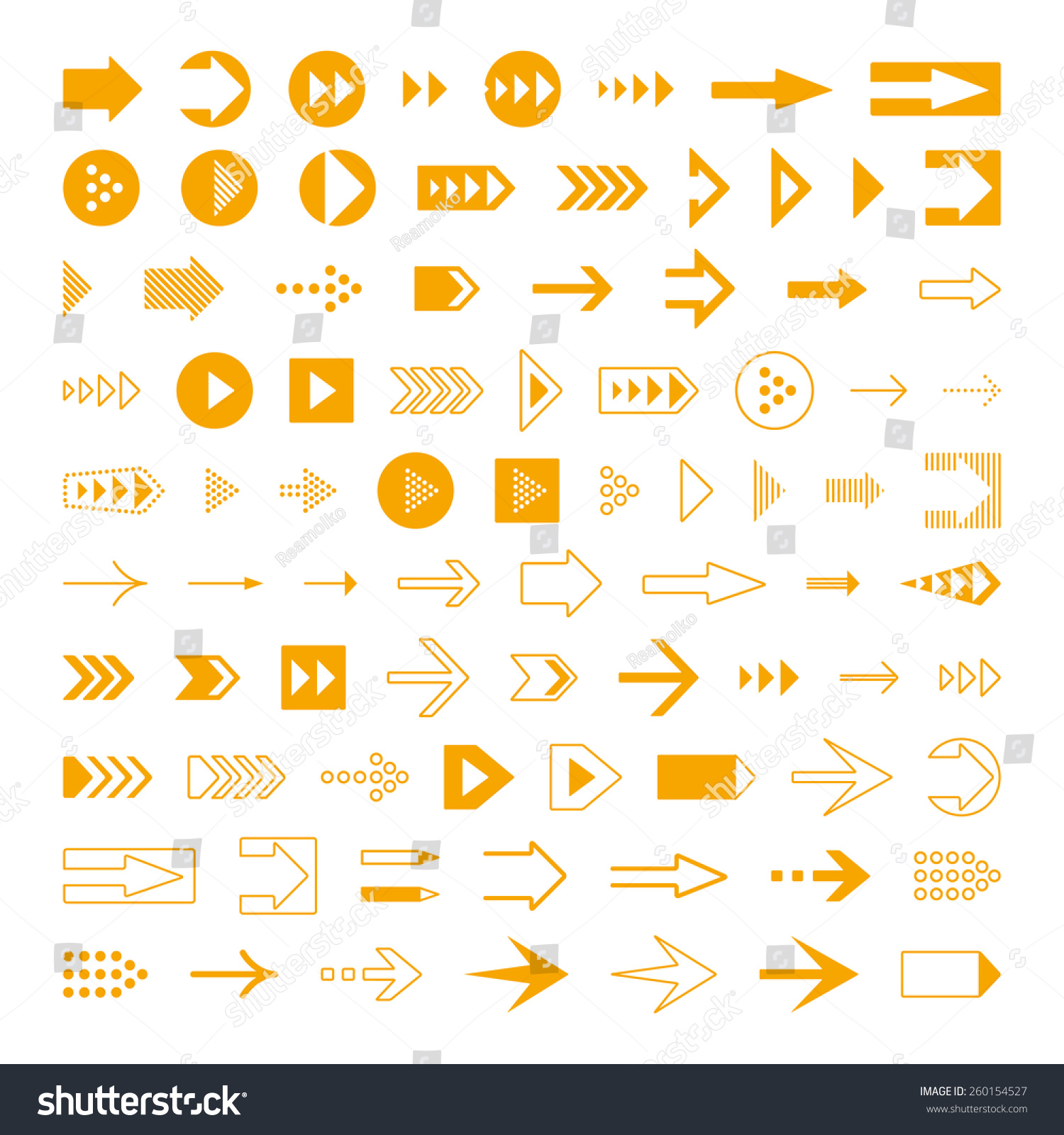 Arrows Set Different Styles Cursors User Stock Vector (Royalty Free ...