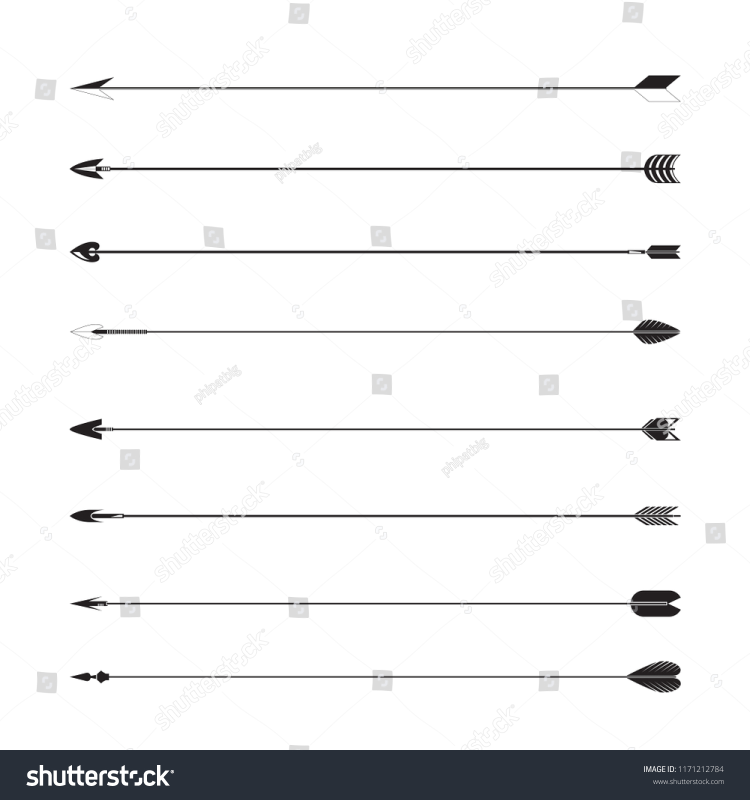 Arrows Set Border List Separator Stock Vector (Royalty Free) 1171212784