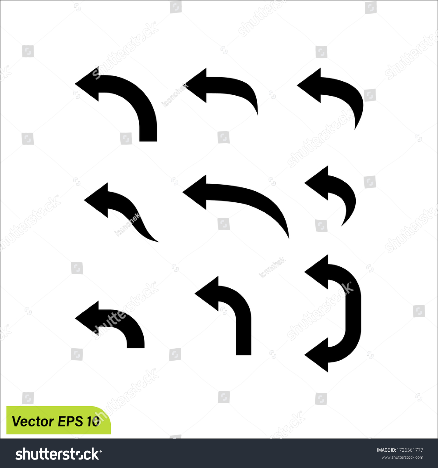 Arrows Vector Eps 10 Set Flat Stock Vector (Royalty Free) 1726561777 ...