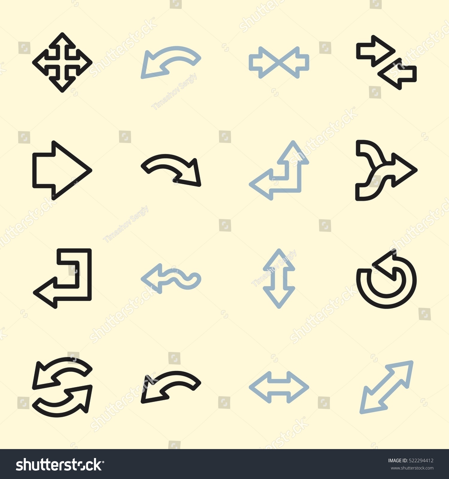Arrows Web Icons Set Stock Vector Illustration 522294412 : Shutterstock