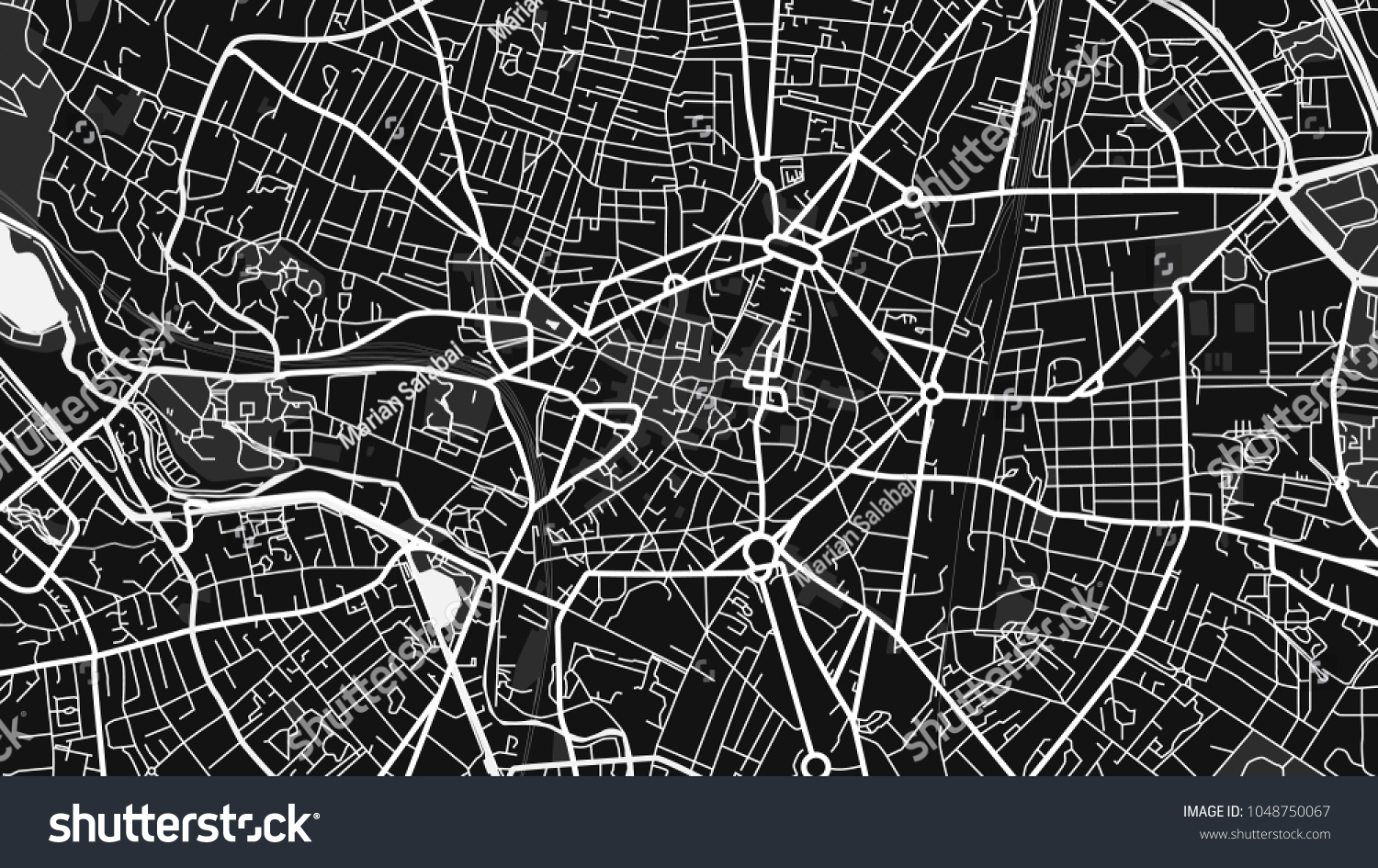 Art Black White Map City Stock Vector (Royalty Free) 1048750067