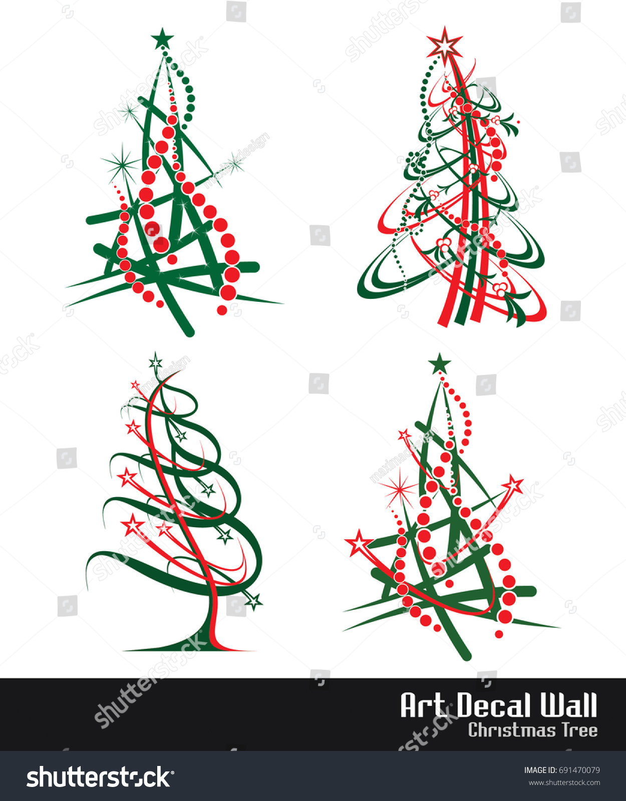 Art Decal Wall Christmas Tree Vector Stock Vector (Royalty Free ...