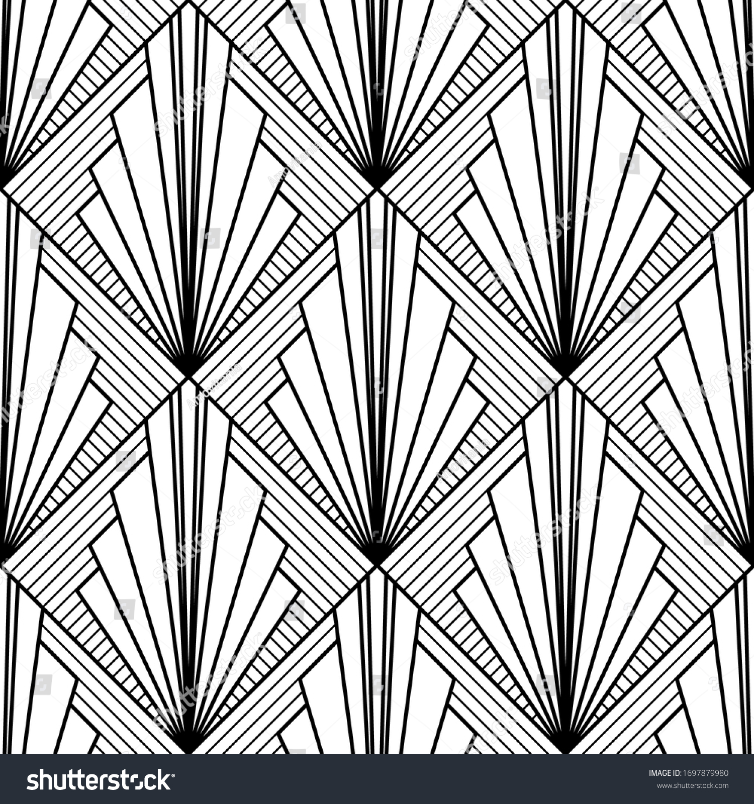 Art Deco Pattern Black White Background Stock Vector (Royalty Free ...