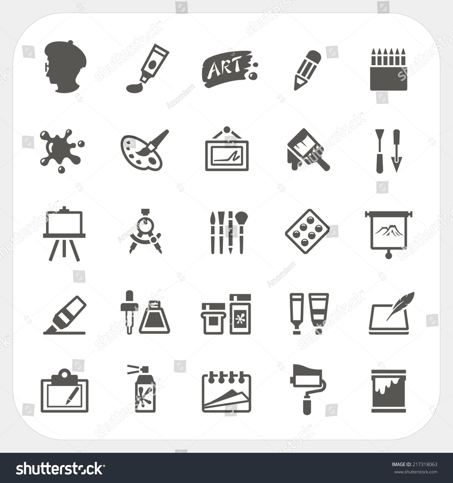 Art Icons Set Stock Vector (Royalty Free) 217318063 | Shutterstock