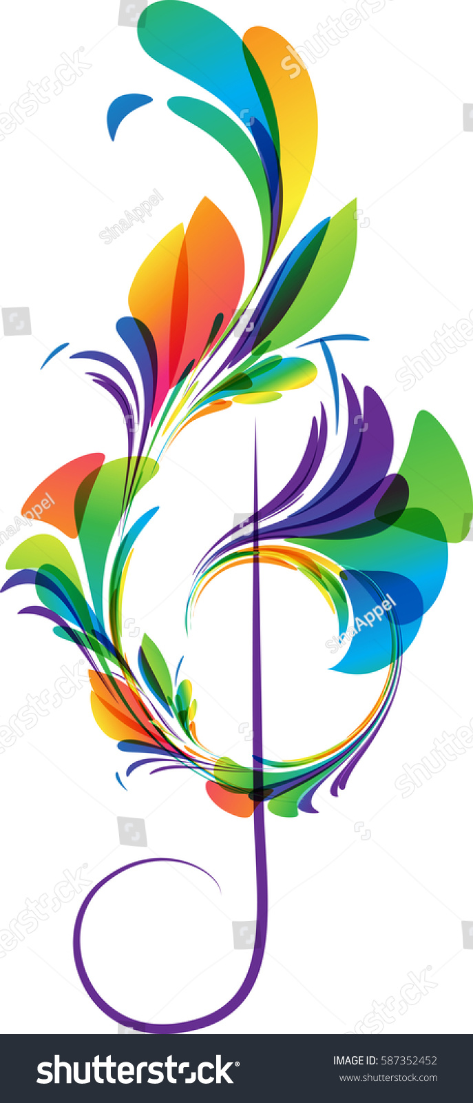 Art Treble Clef On White Background Stock Vector (Royalty Free ...