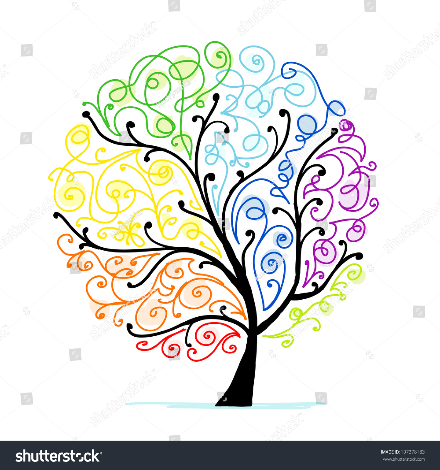 Art Tree Your Design Rainbow Stock Vector (Royalty Free) 107378183 ...