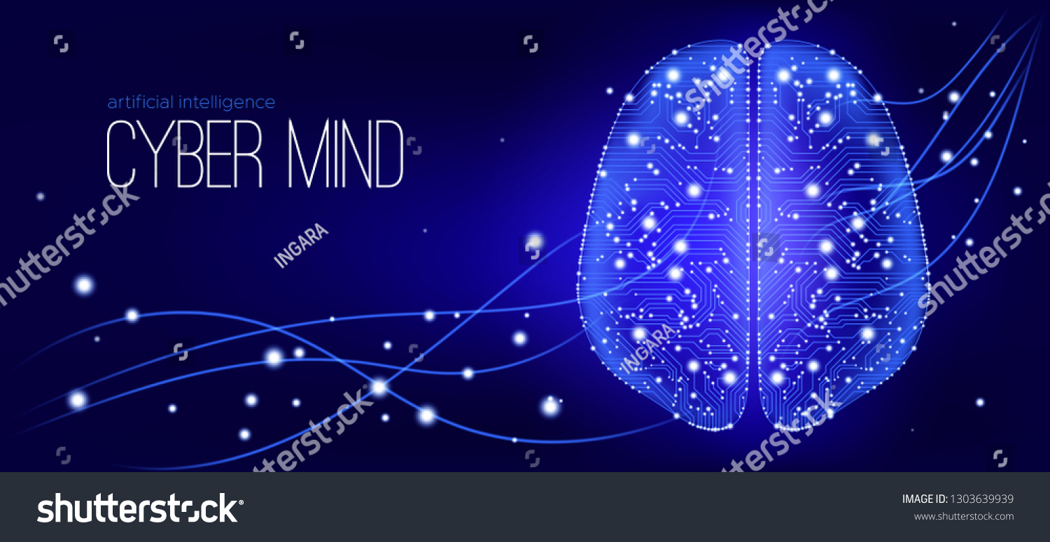 Artificial Intelligence Ai Cyber Mind Machine 스톡 벡터(로열티 프리) 1303639939 ...