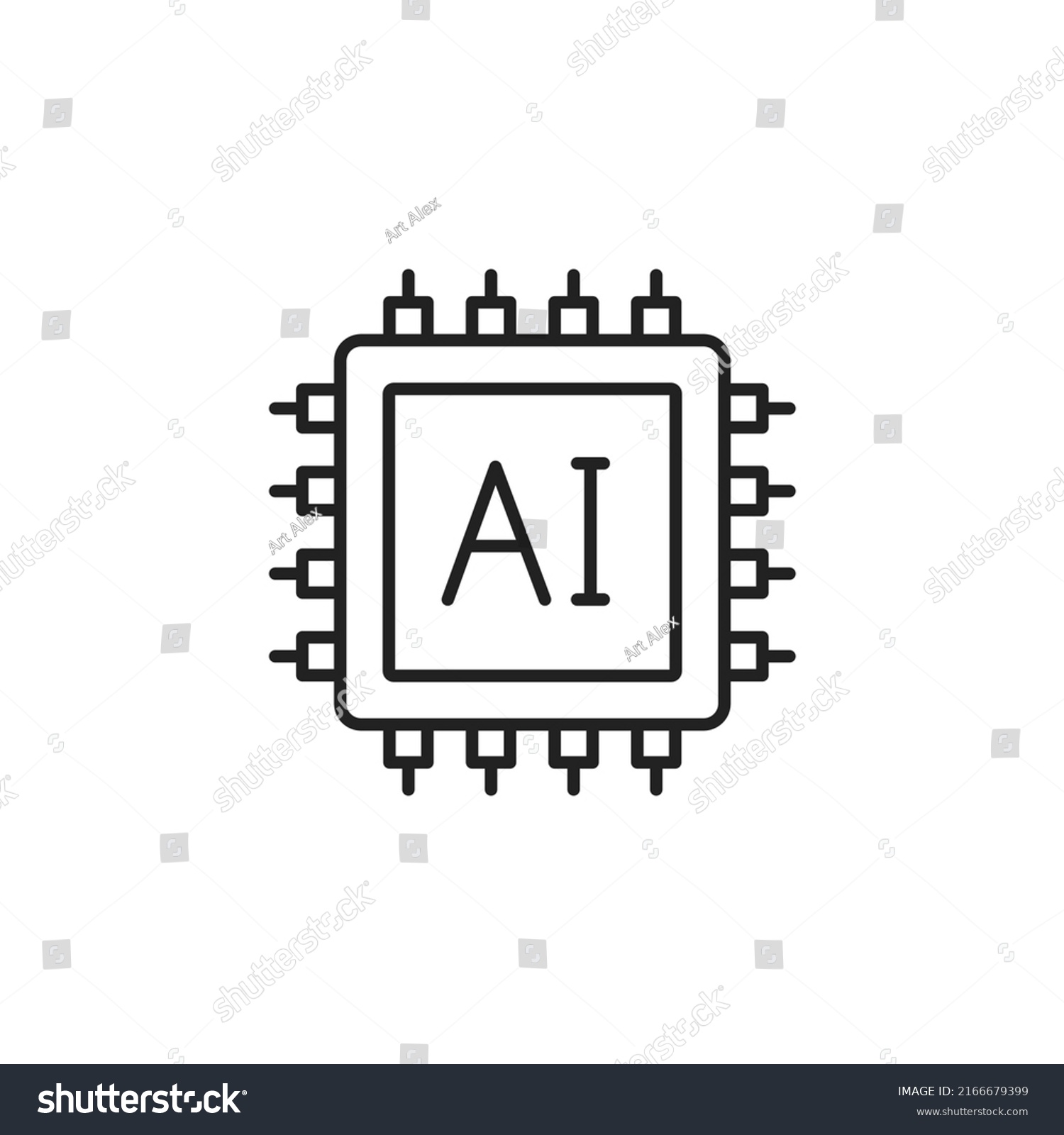 Artificial Intelligence Ai Processor Chip Icon Stock Vector (Royalty ...