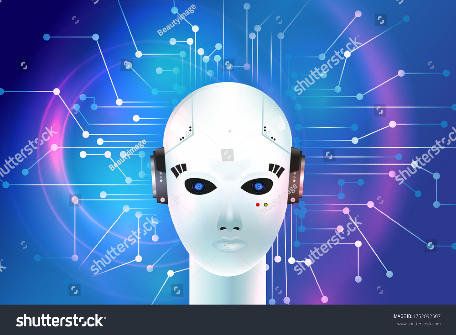 Artificial Intelligence Ai Robot Banner Background Stock Vector ...