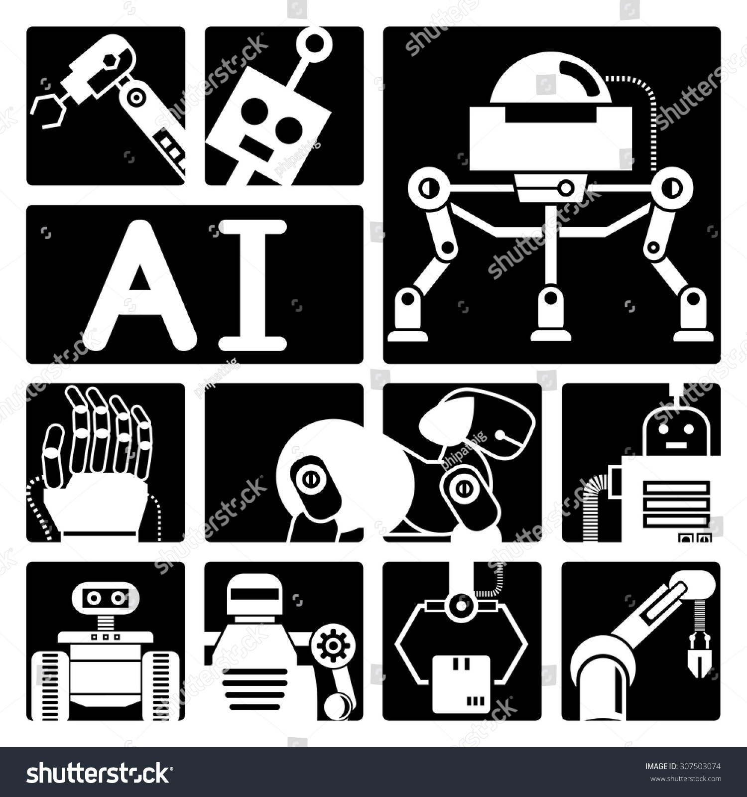 Artificial Intelligence Ai Robot Icons Stock Vector (Royalty Free ...