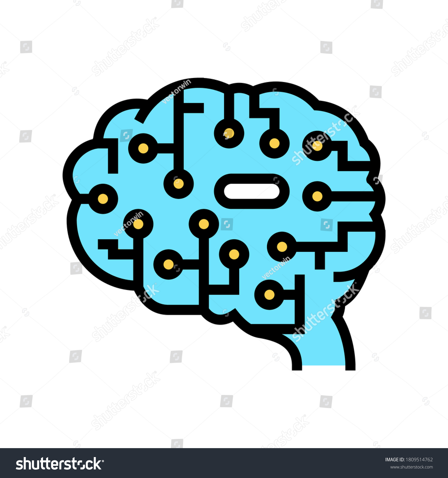 Artificial Intelligence Brain Color Icon Vector Stock Vector (Royalty ...