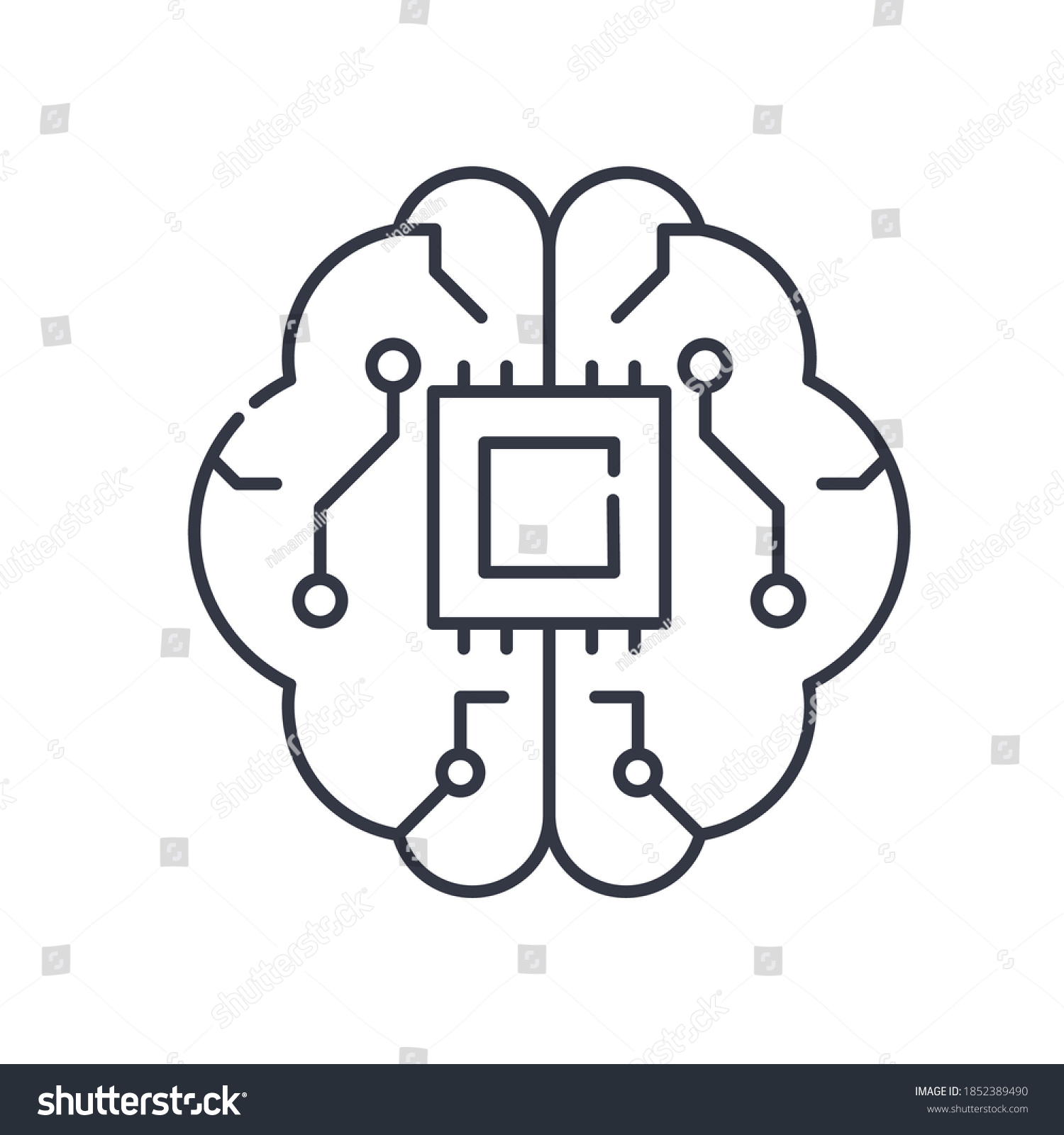 Artificial Intelligence Brain Icon Linear Isolated Stock Vector ...