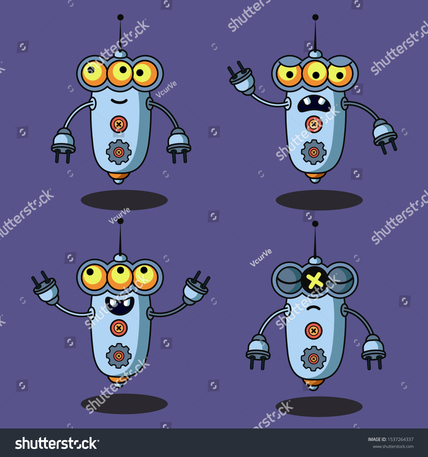 Artificial Intelligence Character Design Set 2d Stock Vector (Royalty ...