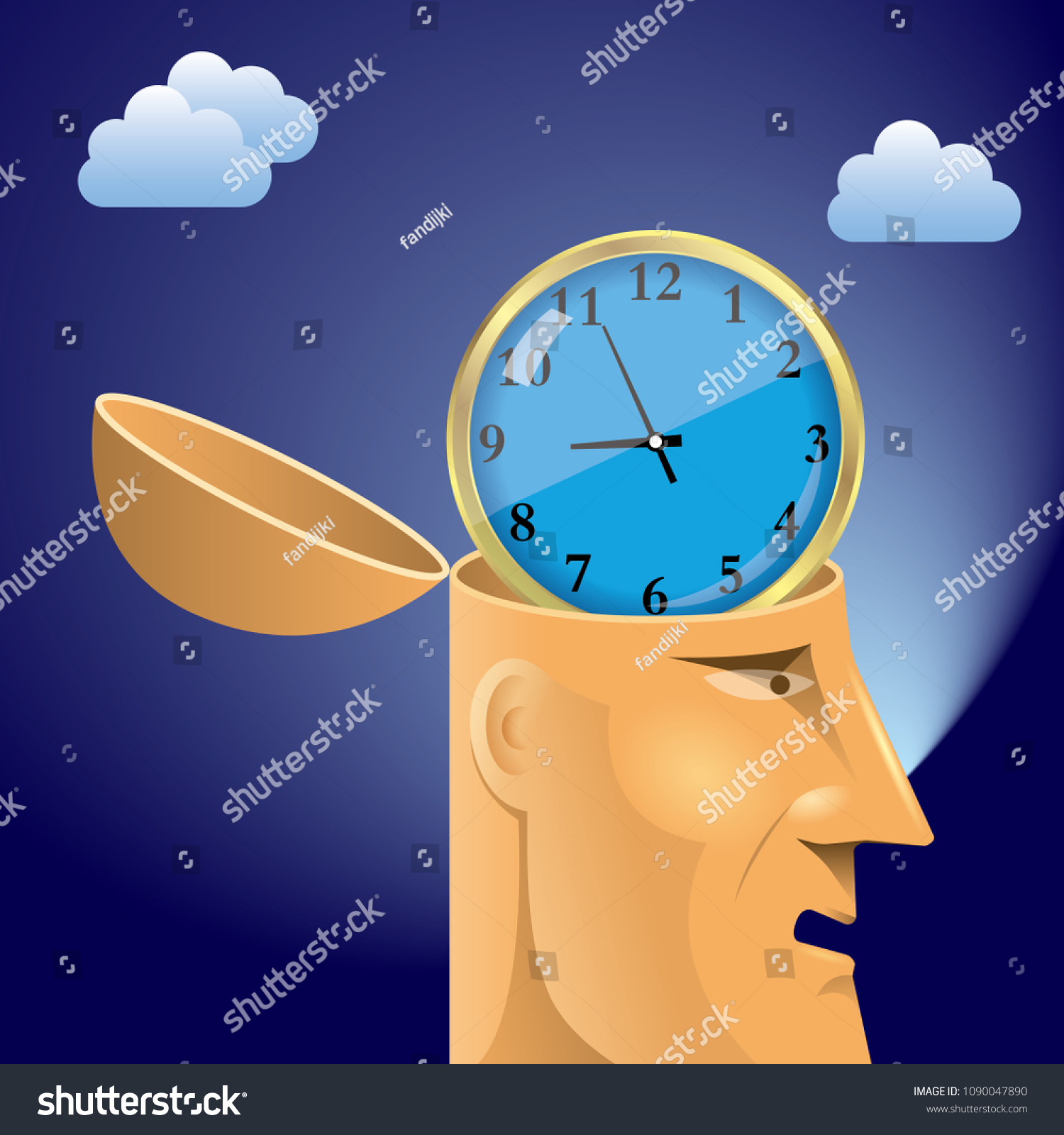 Artificial Intelligence Concept Design Clock Brain Stock Vector ...