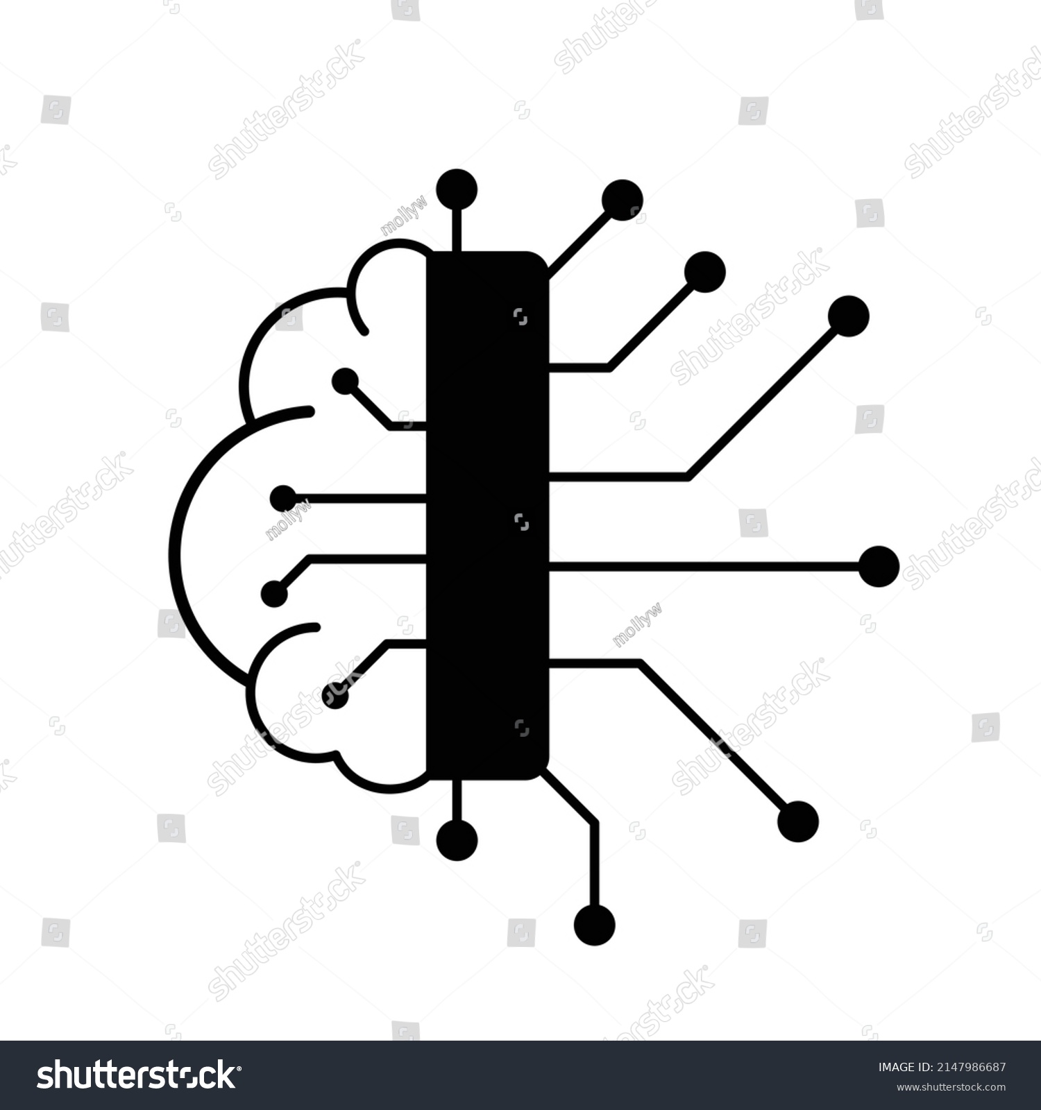 Artificial Intelligence Concept Neuron Connecting Chip Stock Vector ...