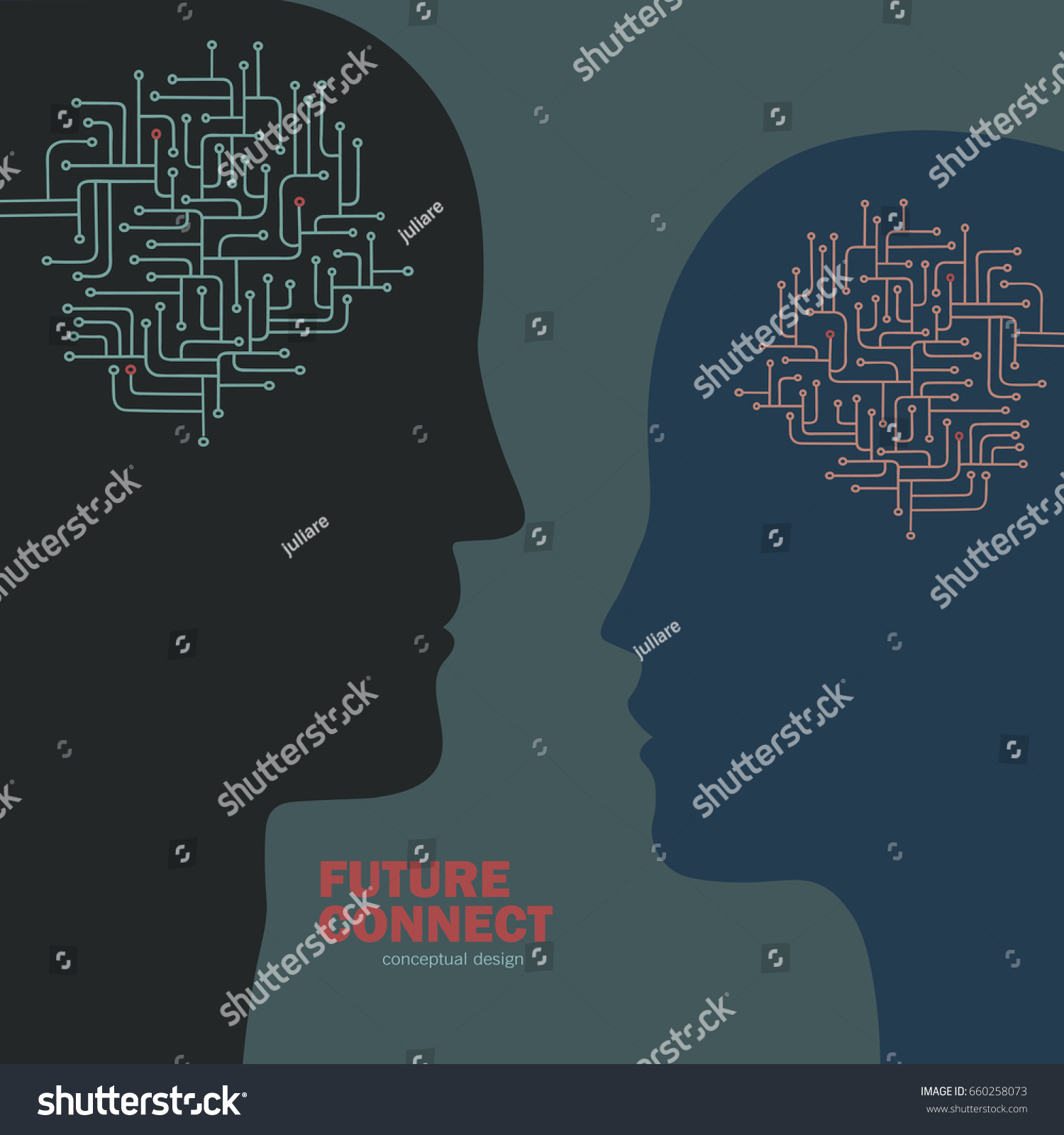 Artificial Intelligence Connection Human Brain Circuit: vector de stock ...