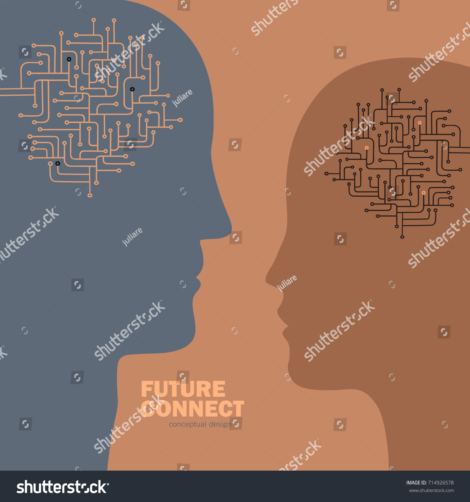 Artificial Intelligence Connection Human Brain Circuit Stock Vector ...
