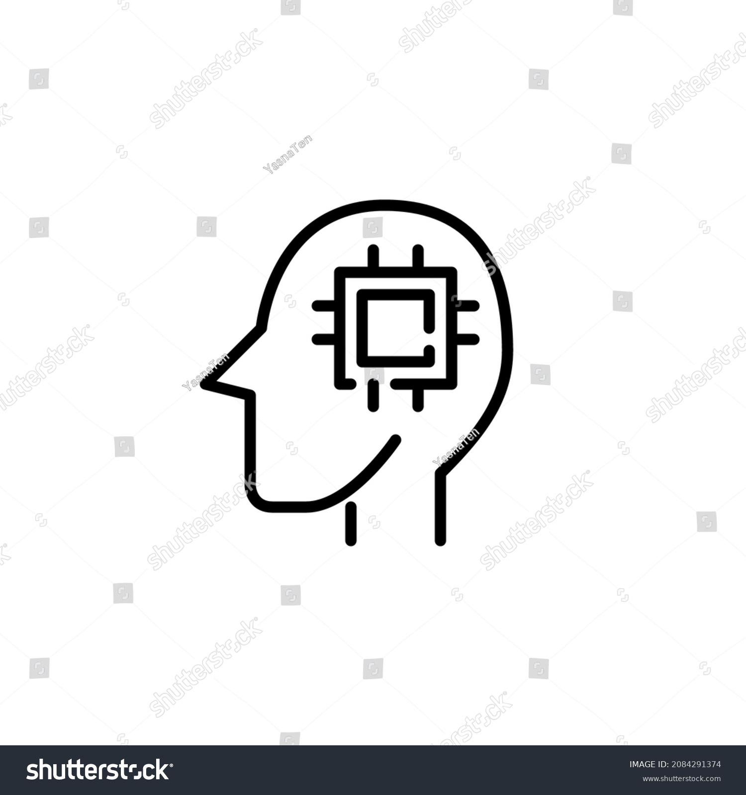 Artificial Intelligence Icon Android Cpu Brain Stock Vector (Royalty ...