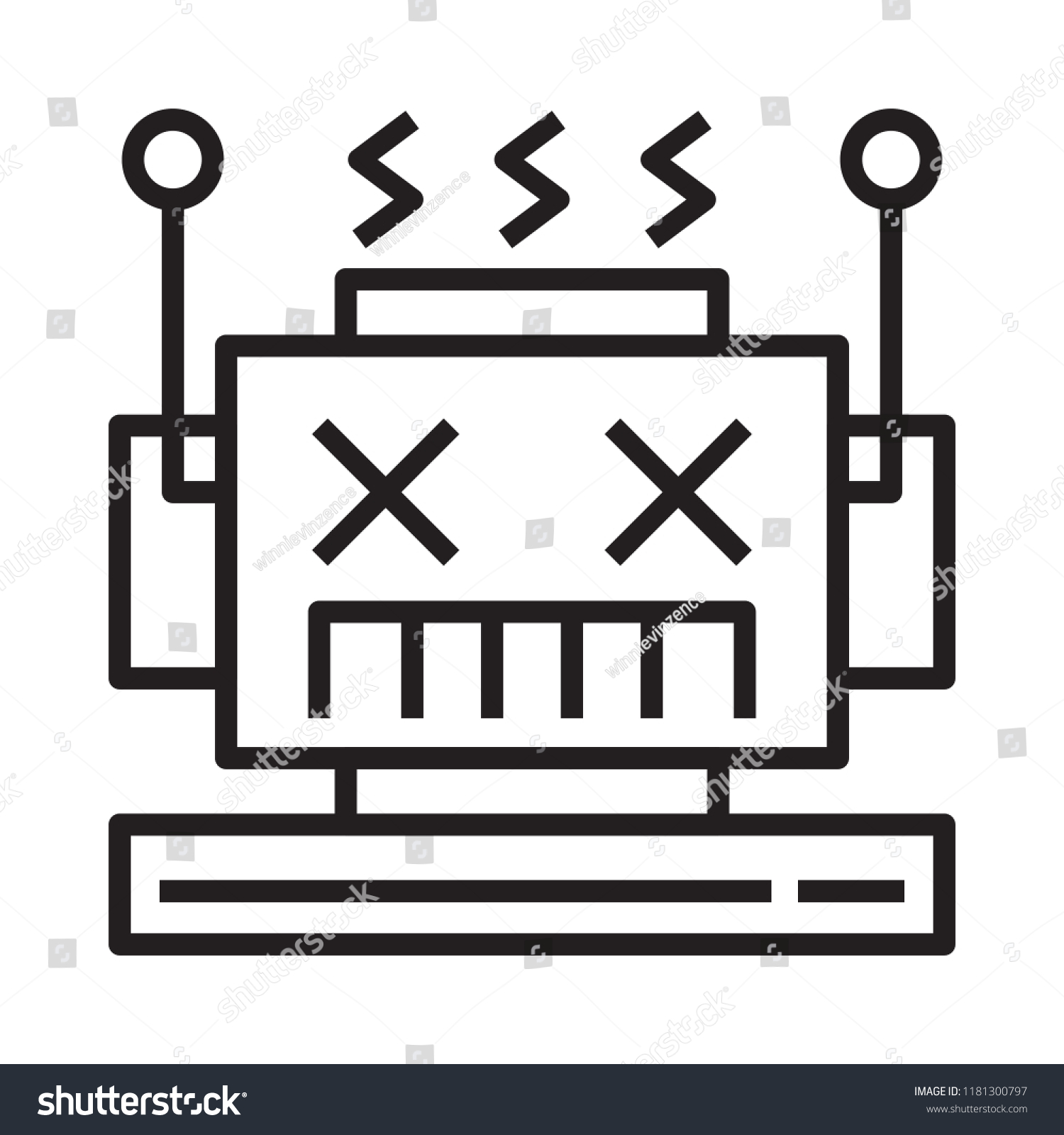 Artificial Intelligence Robot Error System Outline Stock Vector ...