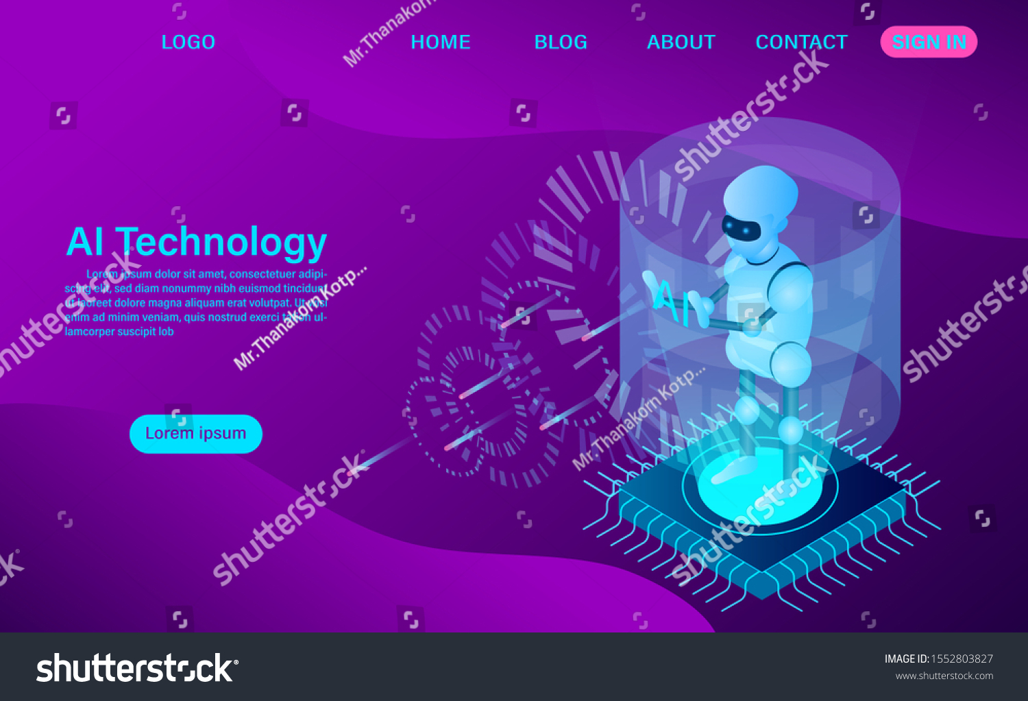 Artificial Intelligence Robot Technology System Analysis Vector De 1116